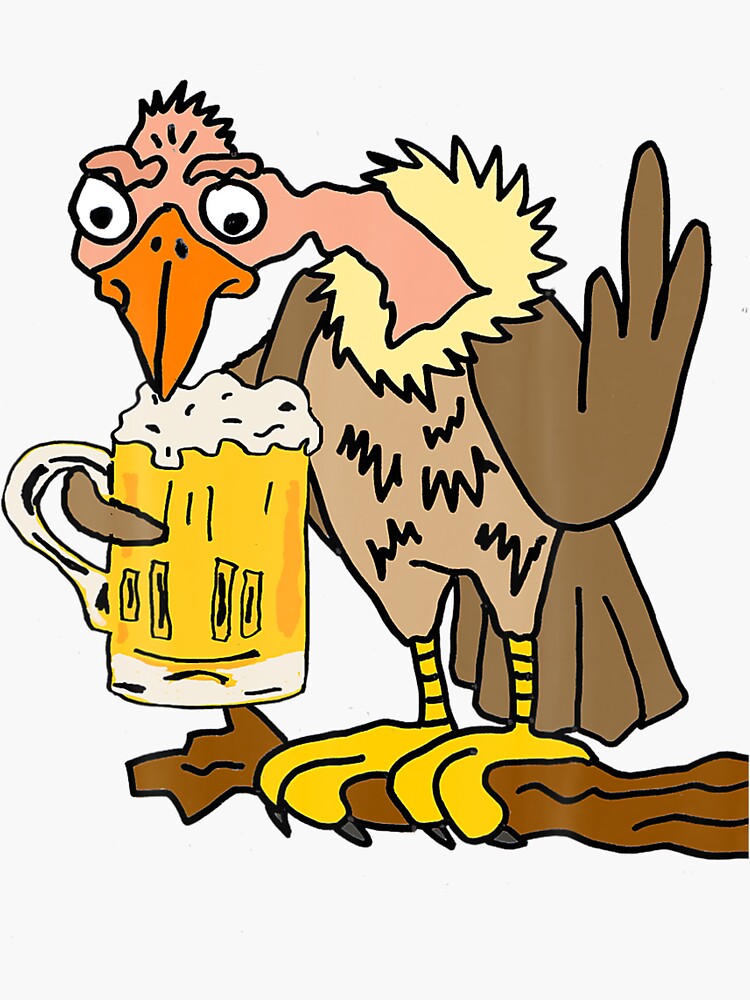 "Smilemoretees Funny Old Buzzard Drinking Beer" Sticker for Sale by ...