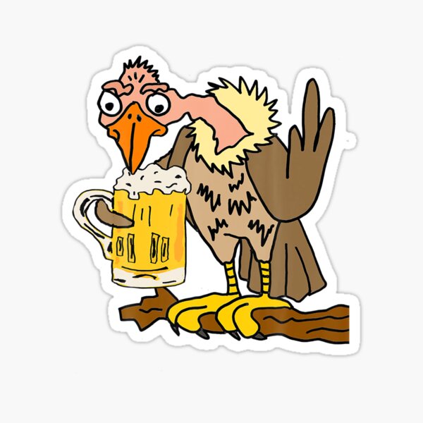 "Smilemoretees Funny Old Buzzard Drinking Beer" Sticker for Sale by ...