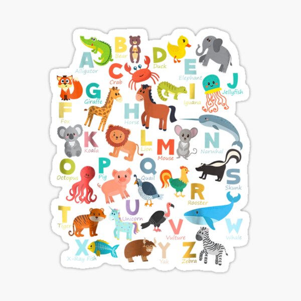 "Alphabet Animal ABCs Learning for boys girls" Sticker for Sale by ...
