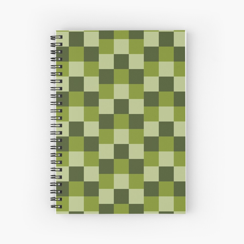 "Green Checkers" Spiral Notebook for Sale by kafeonbubble | Redbubble
