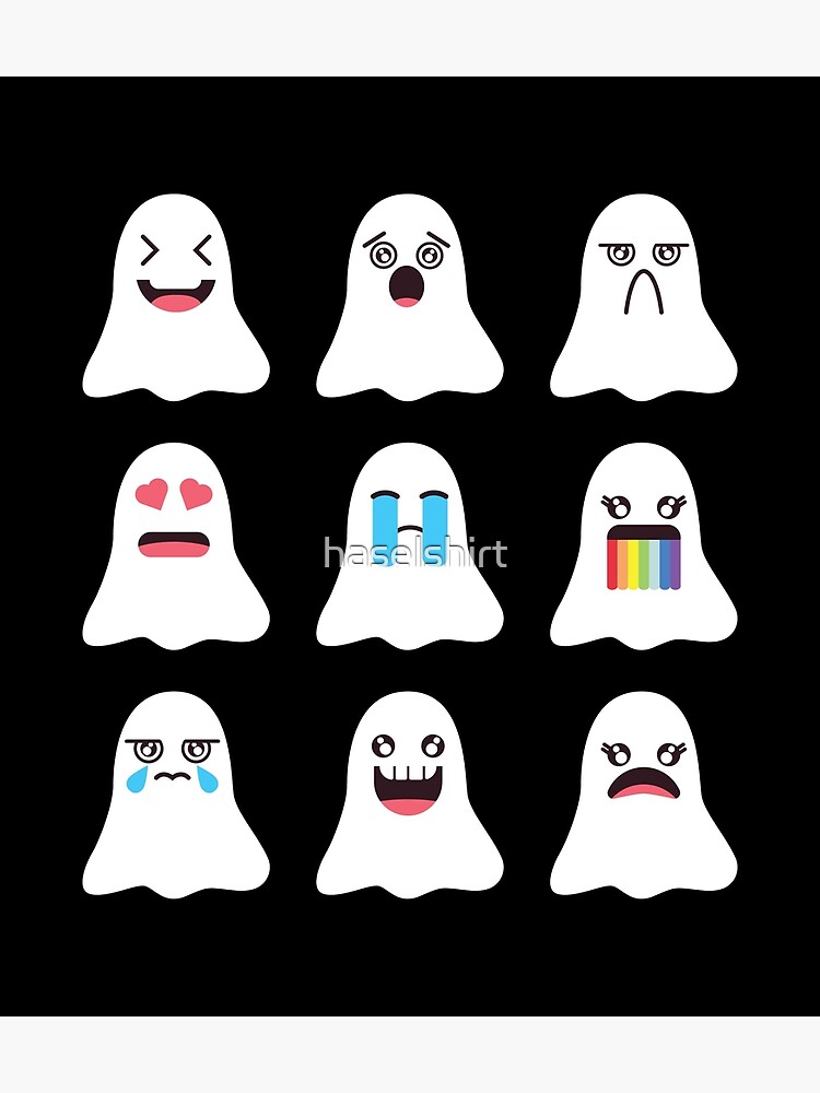 "Halloween Ghost Emojis Funny Ghostly Emotions Gift" Poster by ...
