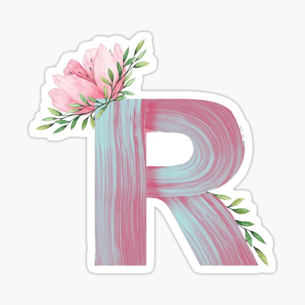"Pink painted Letter R with floral design " Sticker for Sale by ...