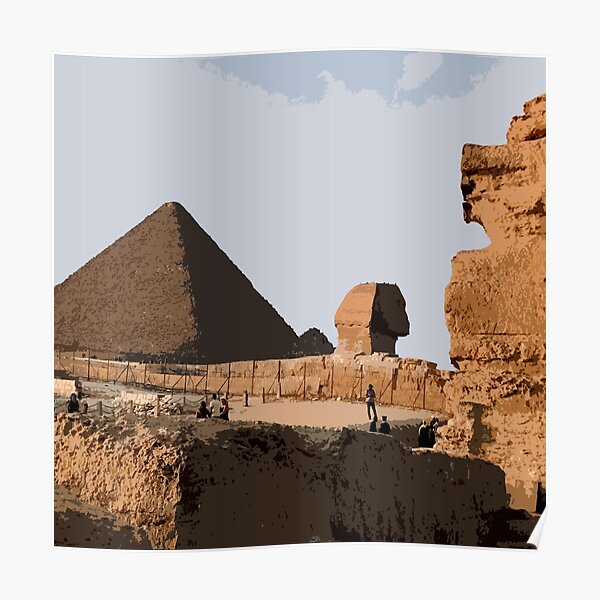 "Great Sphinx and Pyramids of Giza - Egyptian Pyramids" Poster for Sale ...