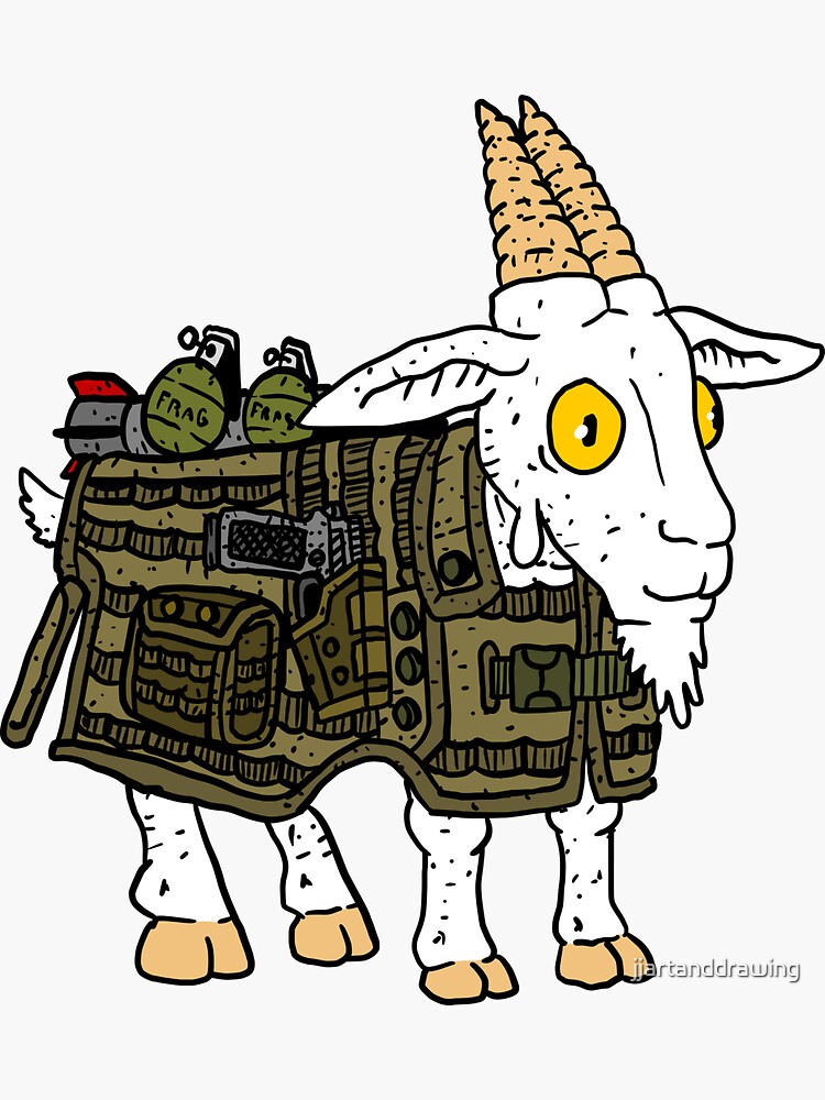 "tactical goat." Sticker for Sale by jjartanddrawing | Redbubble