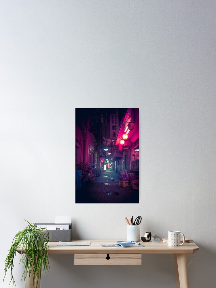 Poster for Sale avec l'œuvre « Synthwave Tokyo Neon Underworld Red ...