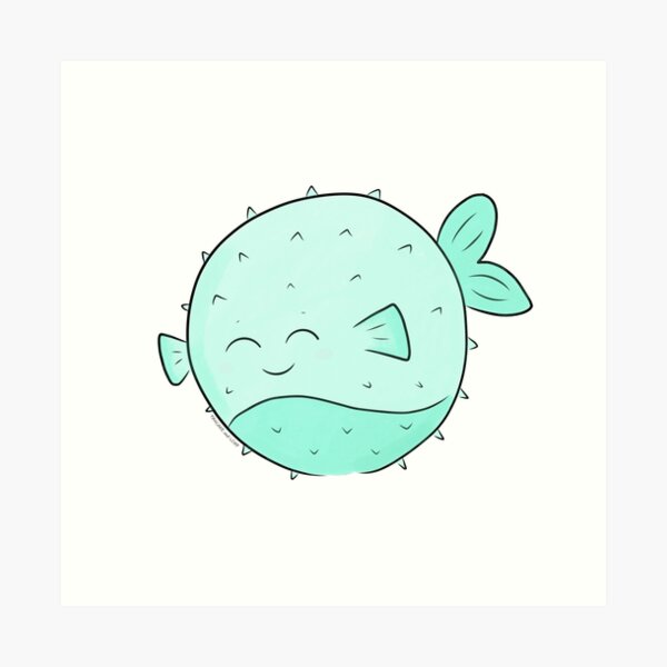 "Happy Pufferfish" Art Print by PancakeAndLoaf | Redbubble