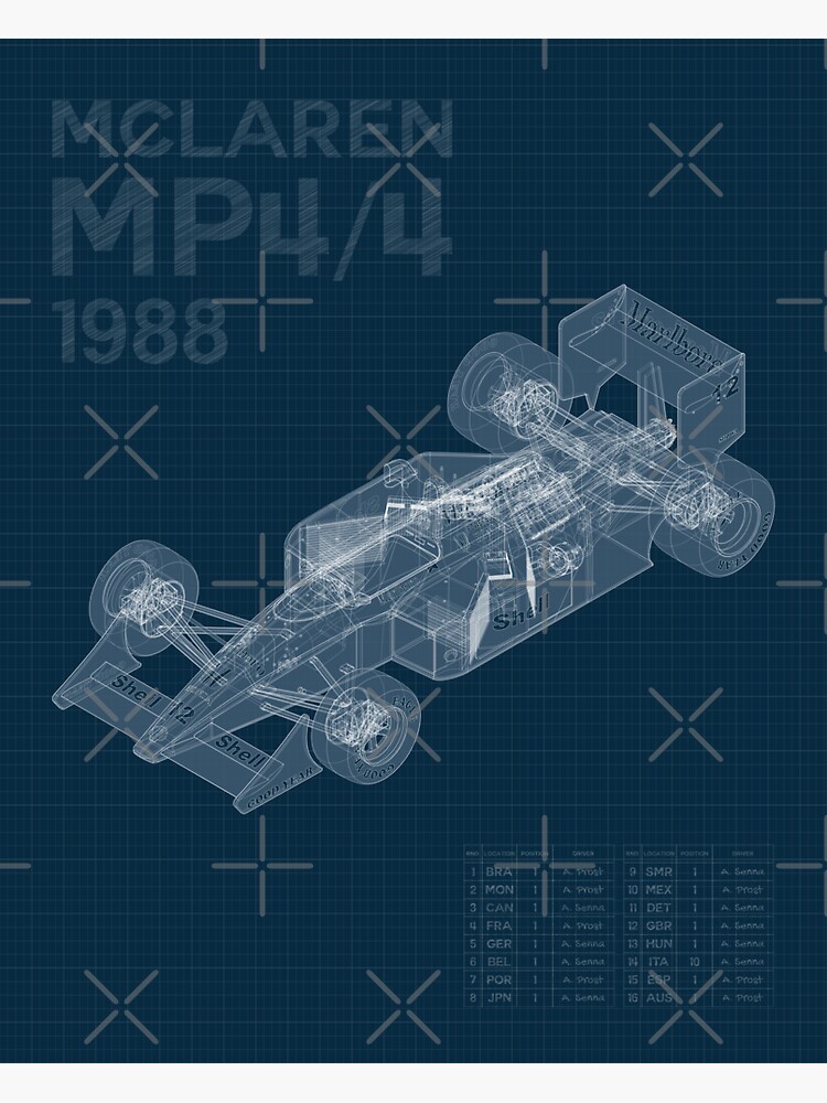 "MP4/4 Blueprint" Sticker by TableTopDesigns | Redbubble