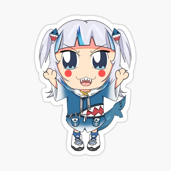 "Chibi Gawr Gura" Sticker for Sale by BloodyBlack | Redbubble