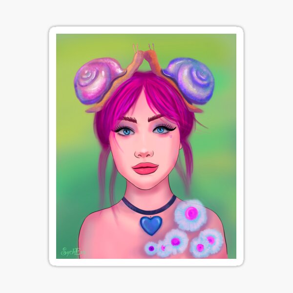 "girl with snails" Sticker for Sale by SychEvaartist | Redbubble