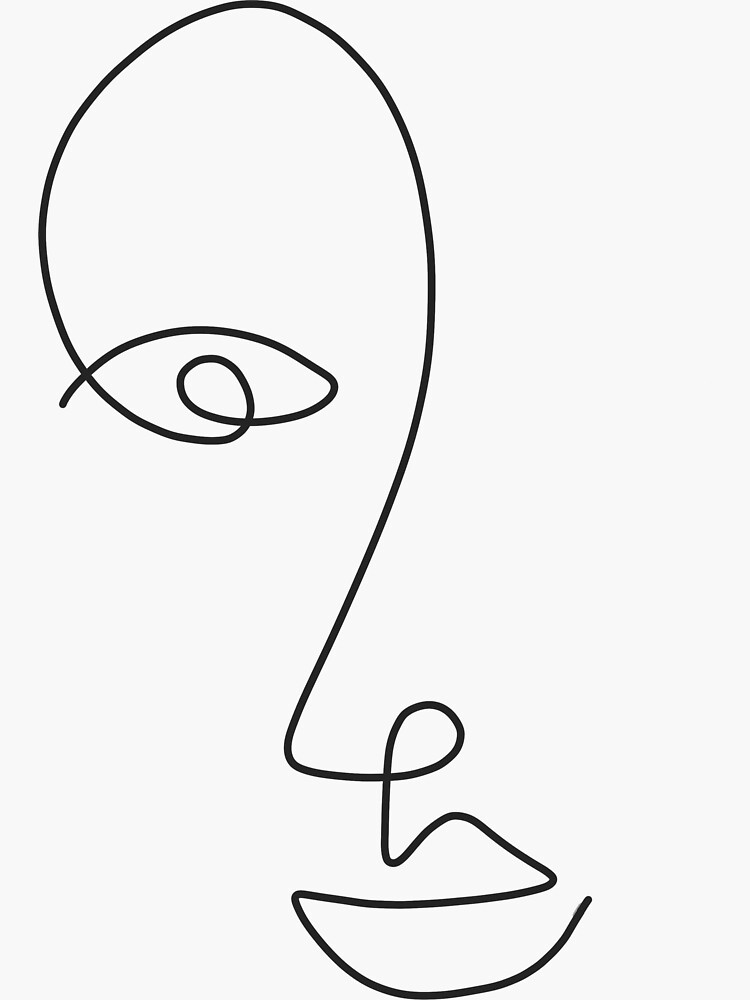 "Simple one line face (2)" Sticker for Sale by PaintPsd | Redbubble