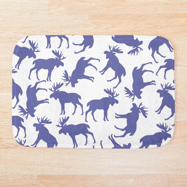 "Moose Elk swedish retro scandinavian decorative pattern " Bath Mat for ...