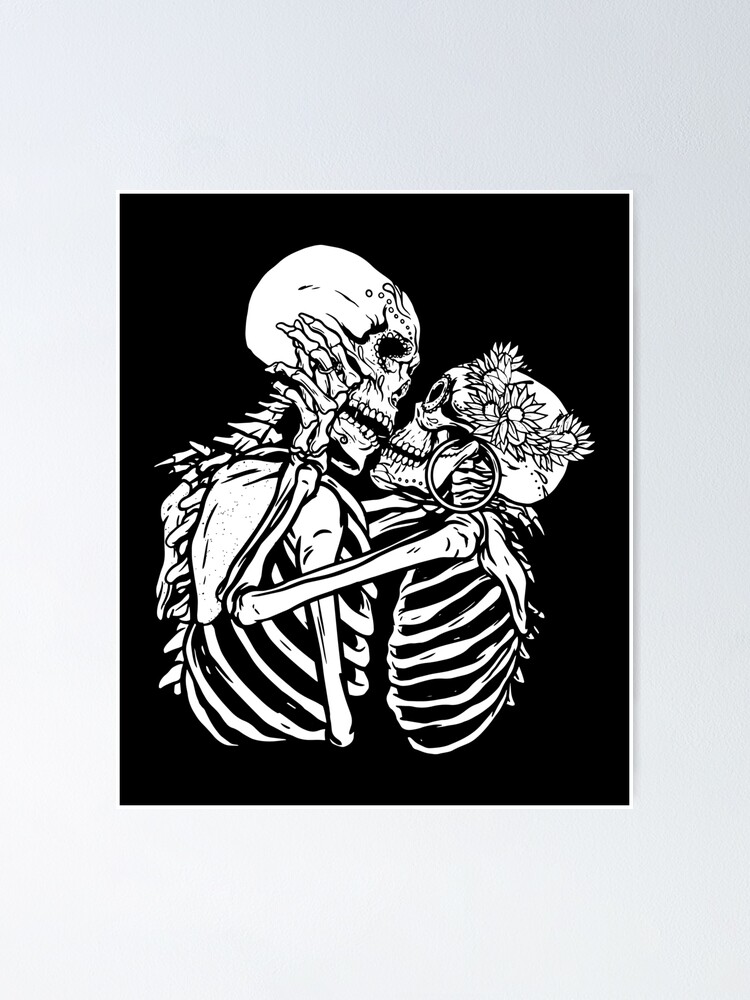 "Halloween Skeletons Kissing" Poster for Sale by barrydstannard | Redbubble