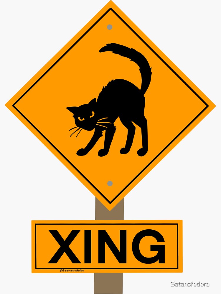 "Black cat XING" Sticker for Sale by Satansfedora | Redbubble