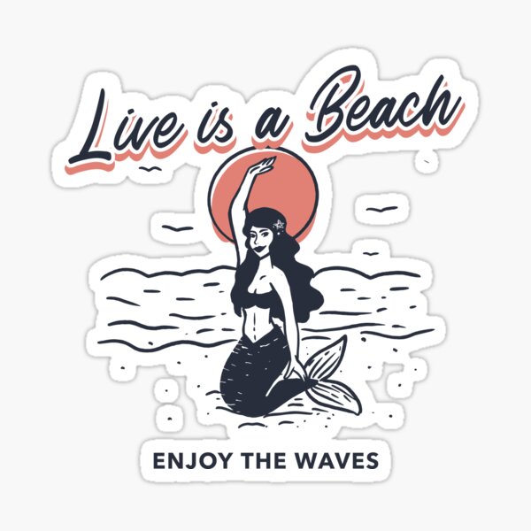 "Life is a beach Unique Adventure Design. Surfing Artwork" Sticker for ...