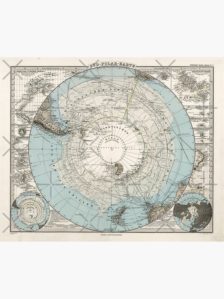 "Antarctica, 1894 Vintage South Pole Map" Poster for Sale by gin-nek ...