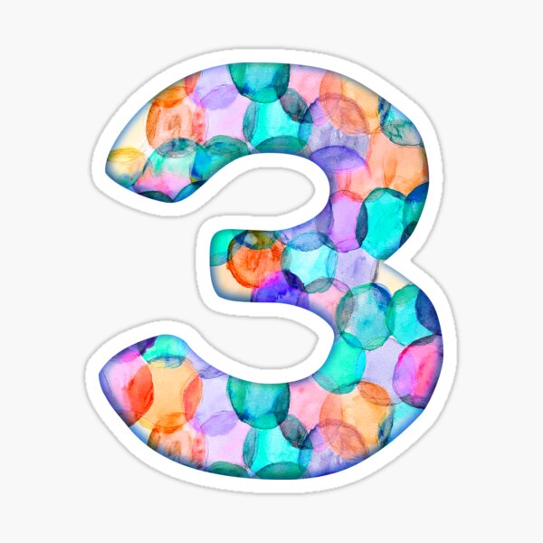 "Number 3 Three" Sticker for Sale by Paoanne | Redbubble