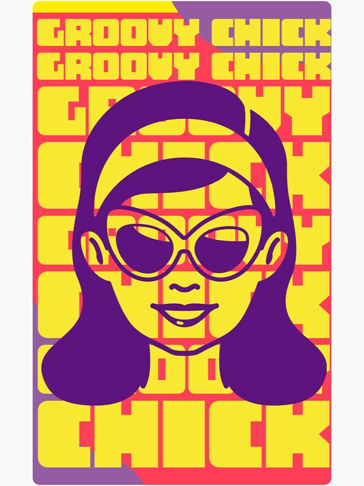 "Groovy Chick" Sticker for Sale by Doodlehub | Redbubble