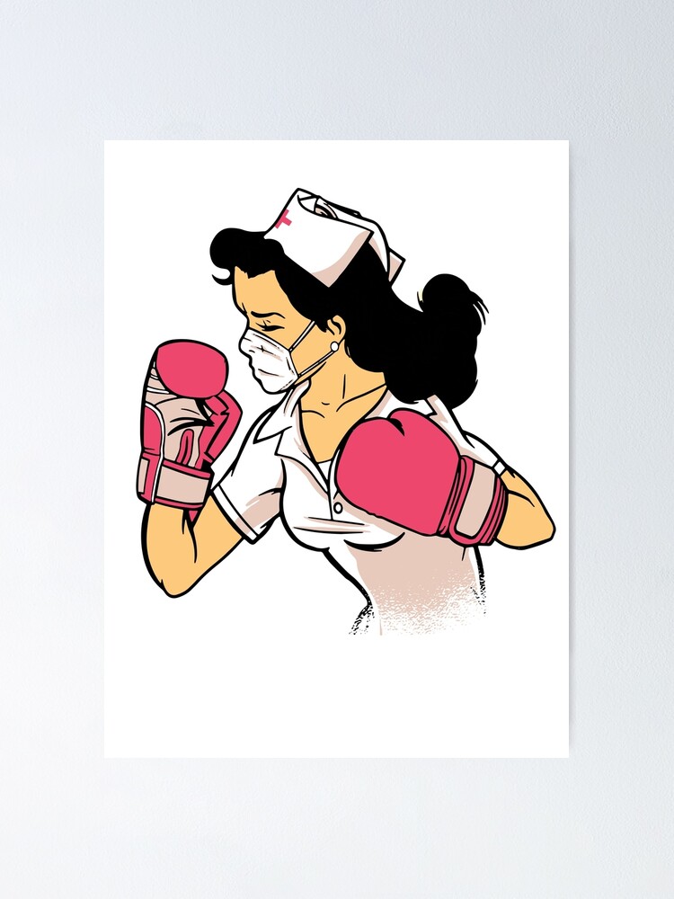 "Black Hair Boxing Nurse With Mask" Poster by ShaneCork91 | Redbubble
