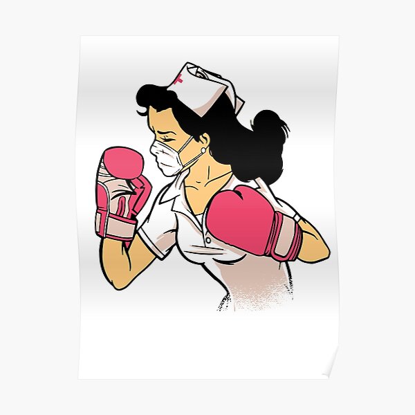 "Black Hair Boxing Nurse With Mask" Poster by ShaneCork91 | Redbubble