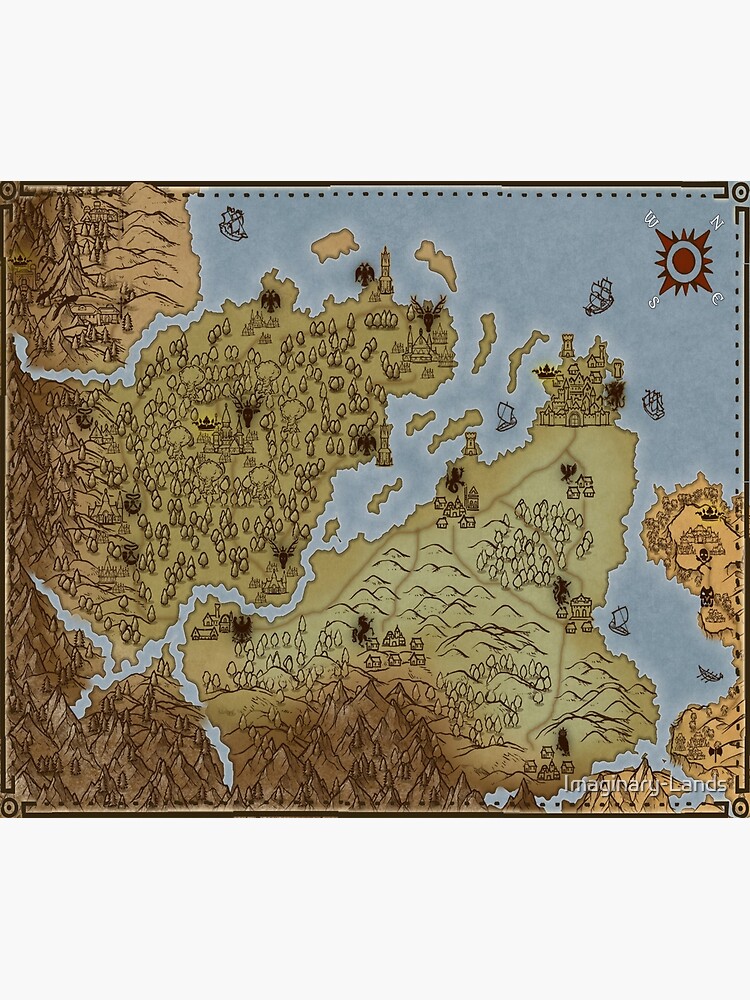 "Fantasy Map Of Imaginary Land" Poster by Imaginary-Lands | Redbubble