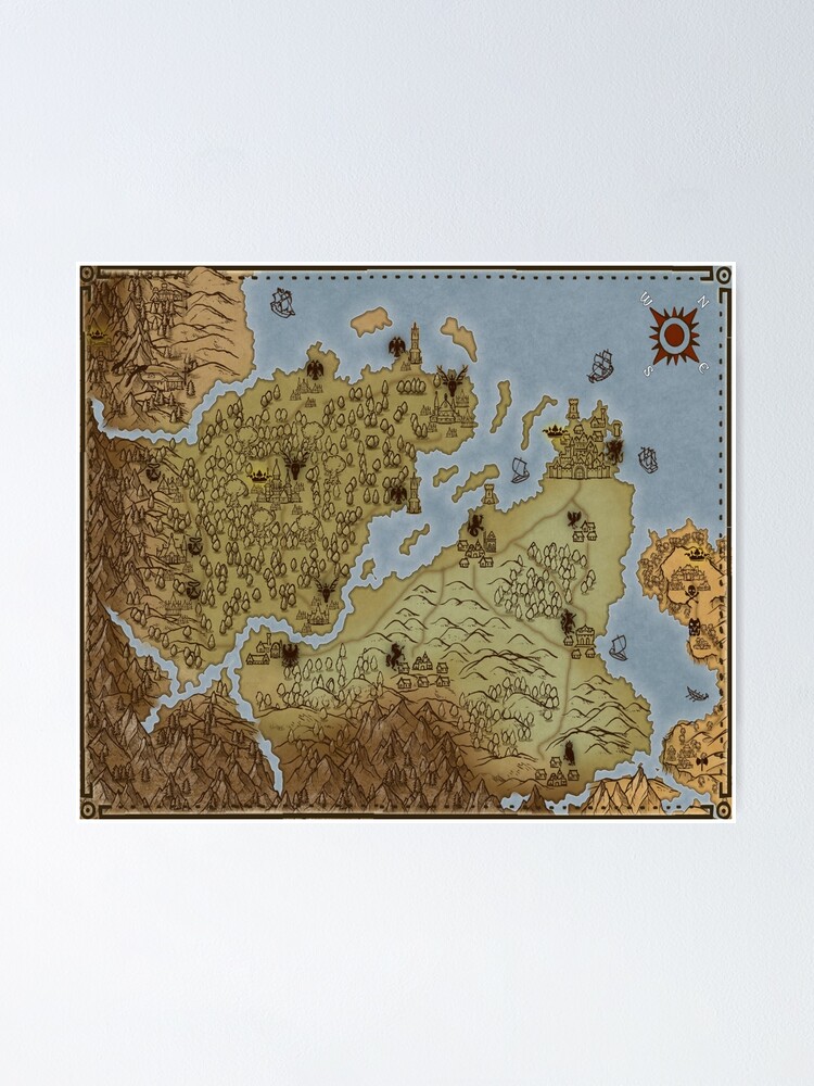 "Fantasy Map Of Imaginary Land" Poster by Imaginary-Lands | Redbubble