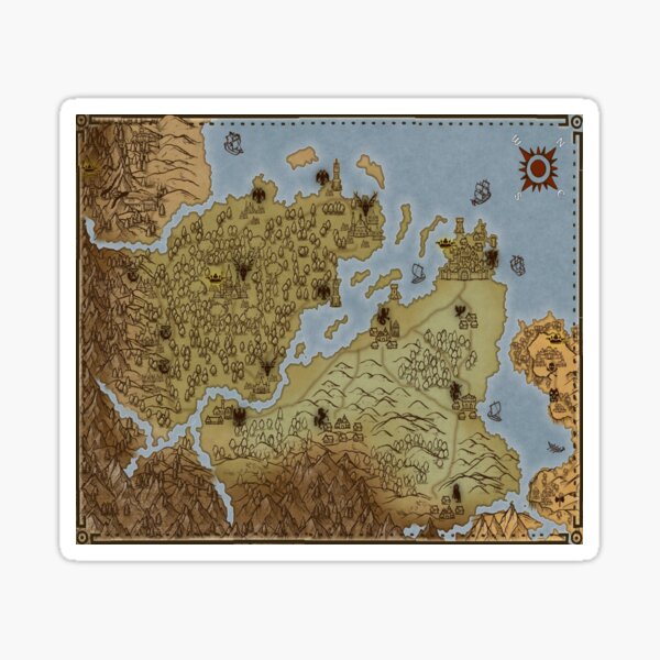 "Fantasy Map Of Imaginary Land" Sticker by Imaginary-Lands | Redbubble