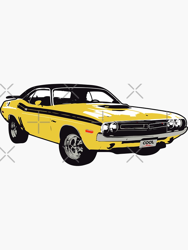 "'71 Yellow Muscle Car" Sticker for Sale by CoolRide | Redbubble