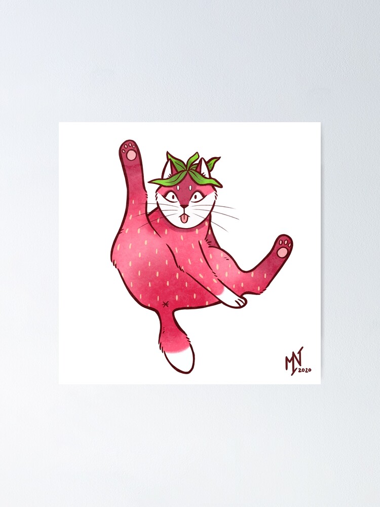 "Strawberry Cat" Poster by kattvalk | Redbubble