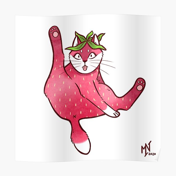 "Strawberry Cat" Poster by kattvalk | Redbubble
