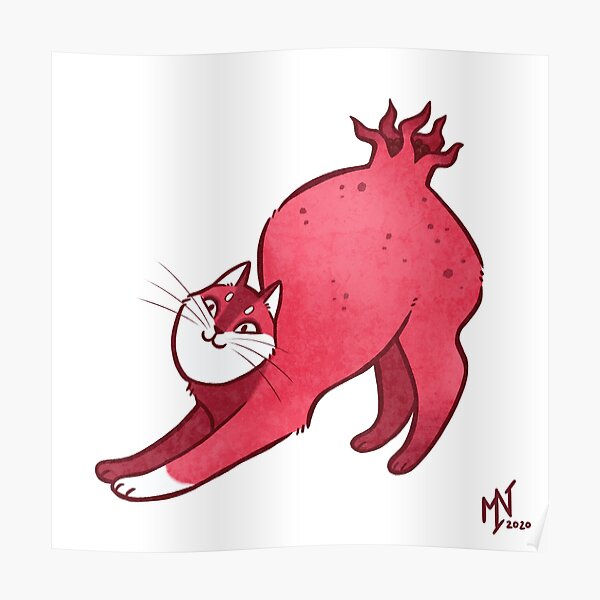 "Pomegranate Cat" Poster for Sale by kattvalk | Redbubble