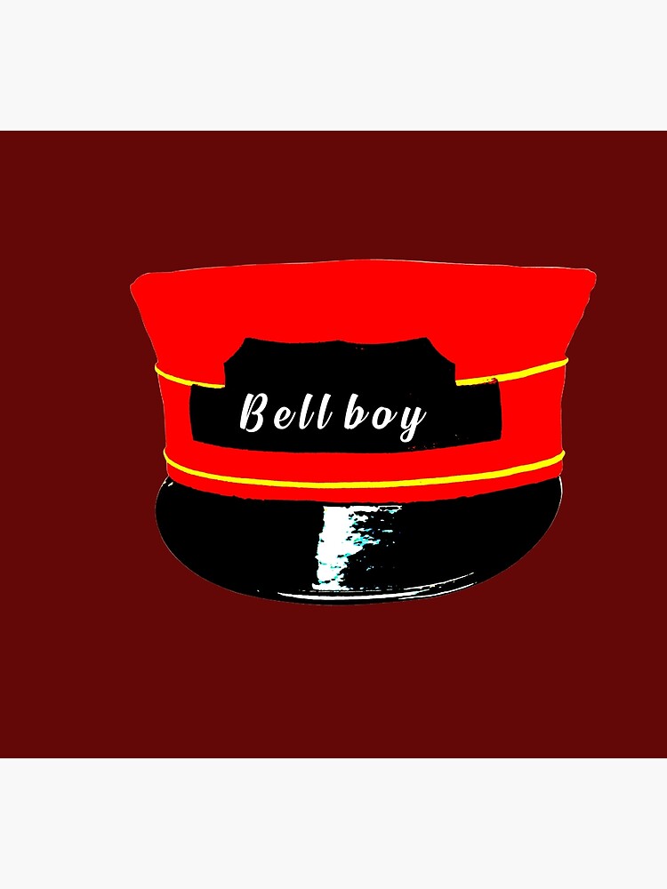 "Bellboy retro red background written on a vintage hat" Poster for Sale ...