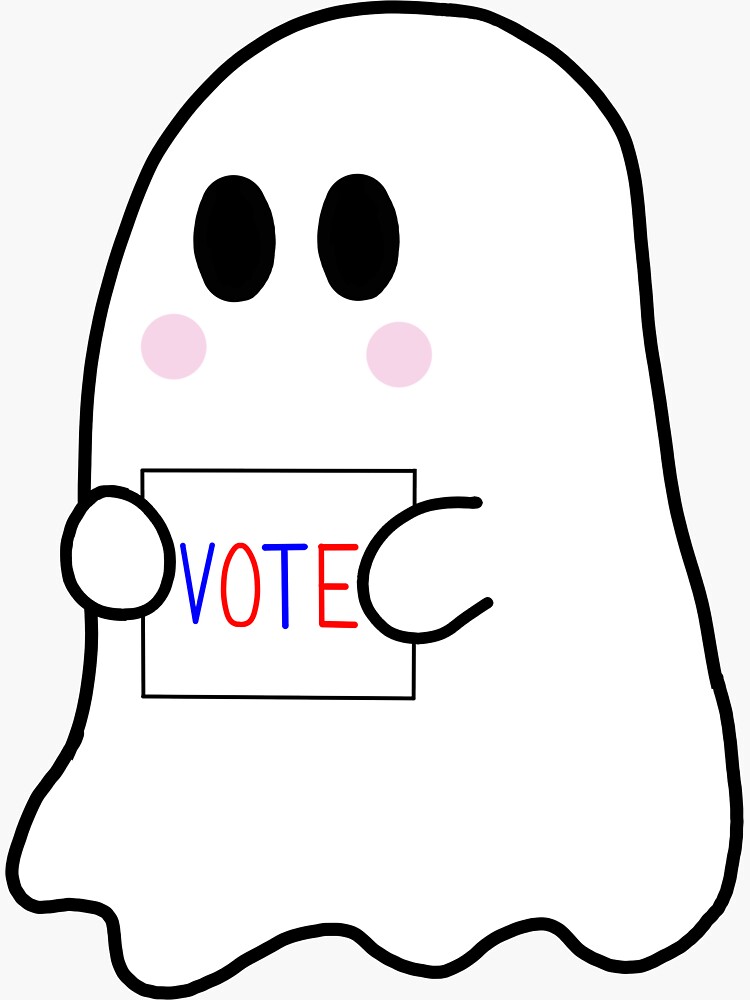 "Vote Sign Holding Ghost" Sticker for Sale by 24hourlibrary | Redbubble