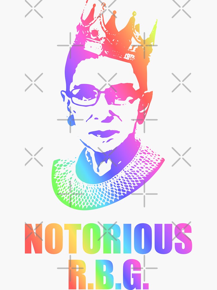 "Notorious RBG in Rainbow" Sticker for Sale by ColorRitual | Redbubble
