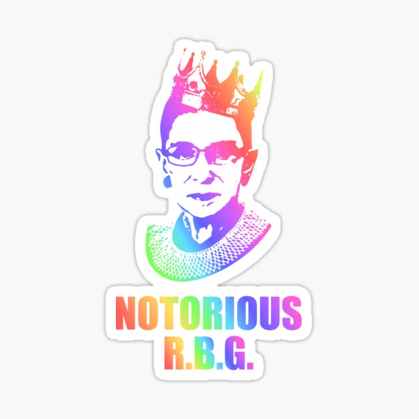 "Notorious RBG in Rainbow" Sticker for Sale by ColorRitual | Redbubble