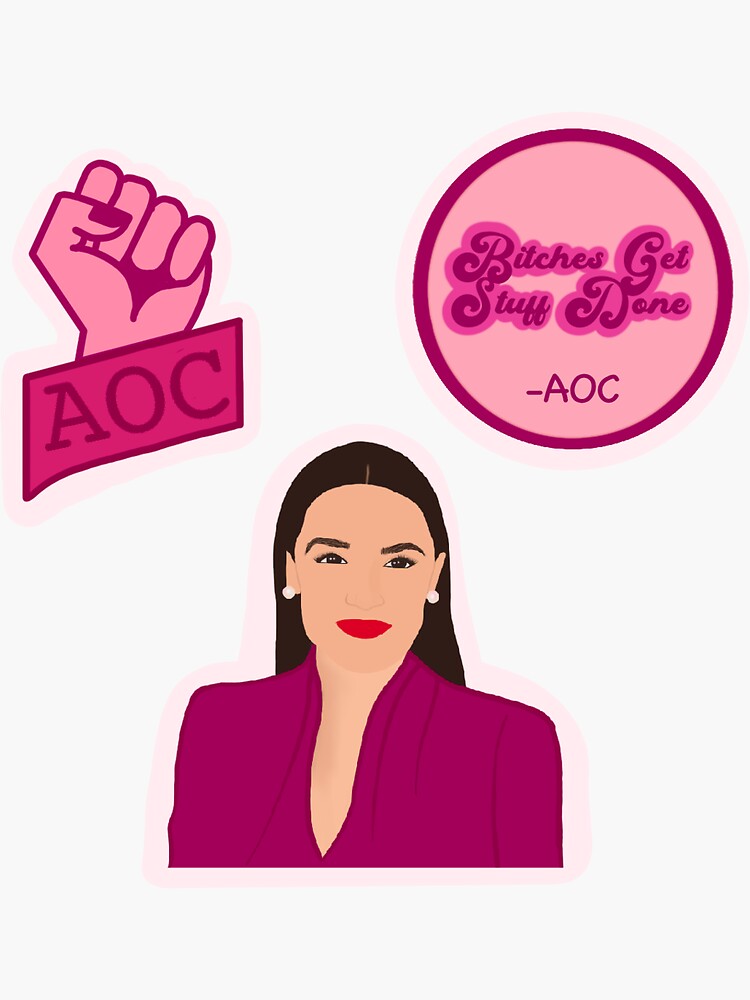 "AOC sticker pack " Sticker for Sale by kassiedoodless | Redbubble