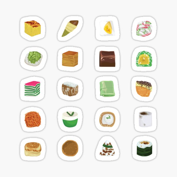 "Assorted Traditional South East Asian Kue Kuih Snacks Set" Sticker for ...