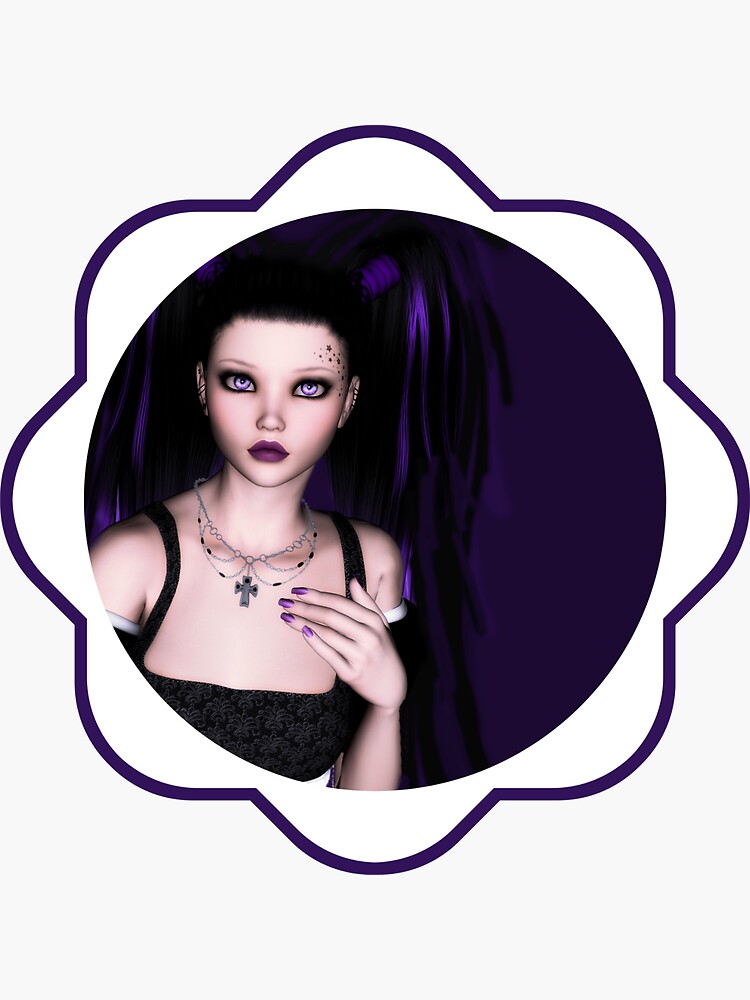 "Cute Goth Emo Girl Purple Hues" Sticker for Sale by StormyMuse | Redbubble