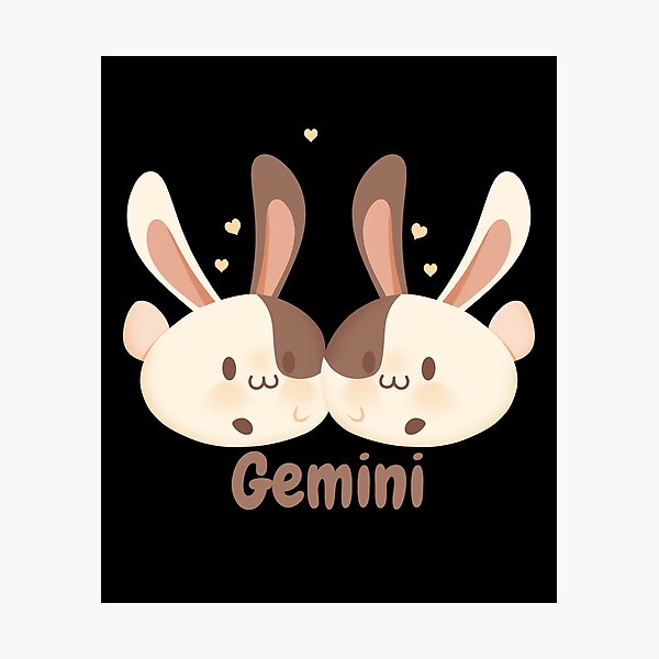 "Gemini Star Sign Horoscope Constellation Twin Rabbits Cute Cartoon ...