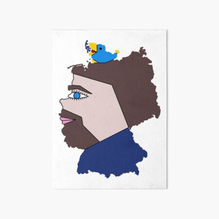"Goateed Man & Bird Shaped as Germany's Map" Art Board Print by ...