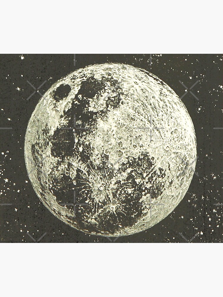 "Full Moon - Distressed Vintage Illustration" Sticker for Sale by ...