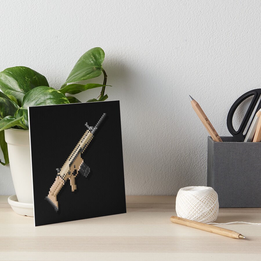 Lámina rígida «Scar-H 7,62x51 mm NATO Pixel Art» de pixelbrian | Redbubble