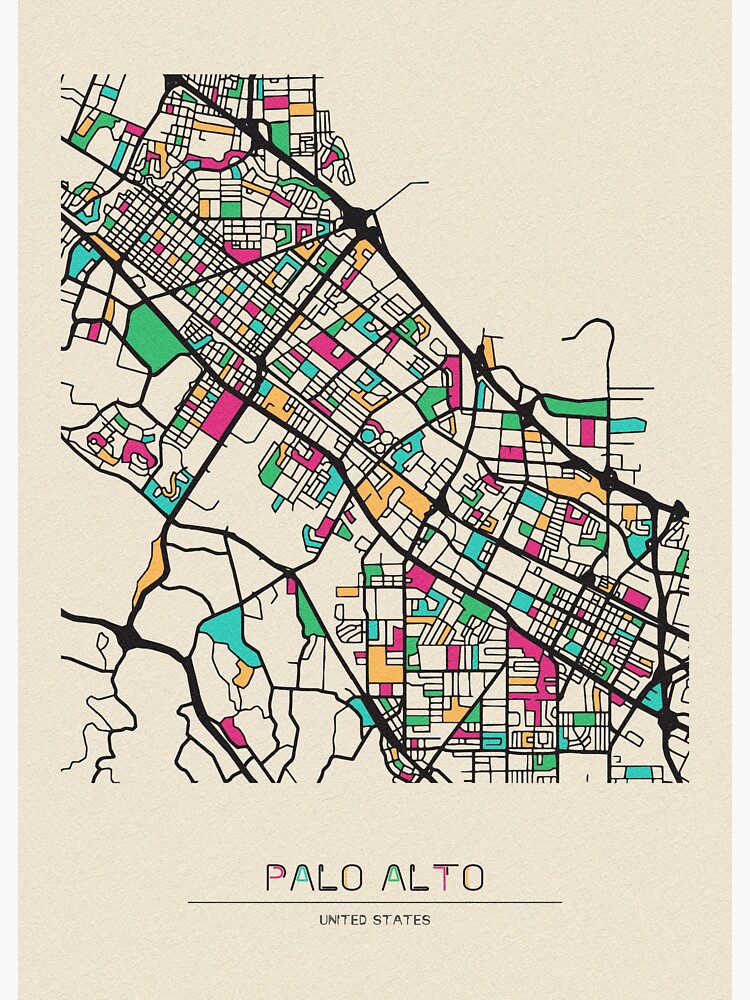 "Palo Alto, California Street Map" Sticker for Sale by geekmywall ...