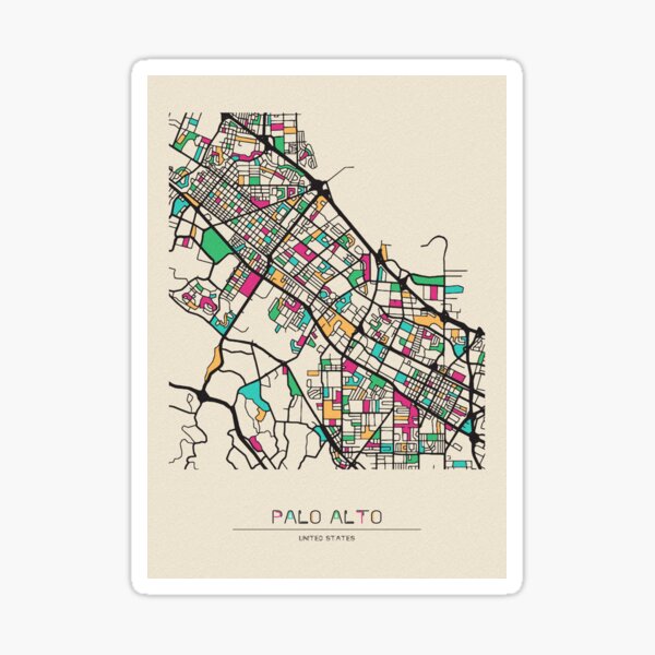 "Palo Alto, California Street Map" Sticker for Sale by geekmywall ...