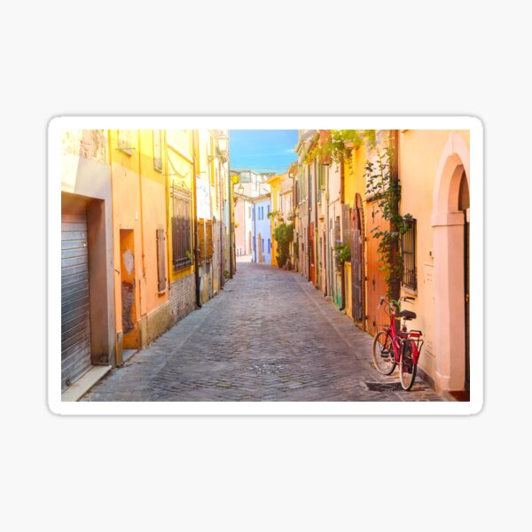 "San Giuliano Narrow Street With Bicycle Rimini Italy" Sticker for Sale ...