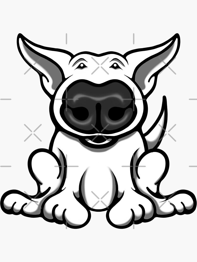 "English Bull Terrier Cartoon Big Nose" Sticker by Sookiesooker | Redbubble