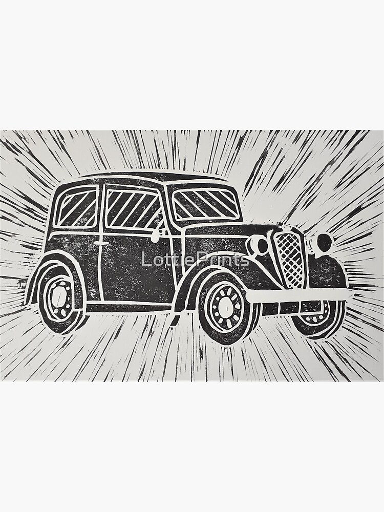 "Classic Austin 7 Car Print From Original Handcut Lino Print, Vintage ...
