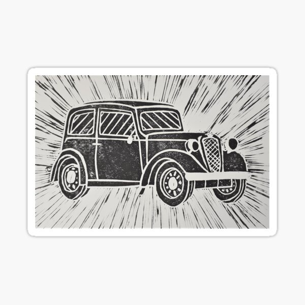 "Classic Austin 7 Car Print From Original Handcut Lino Print, Vintage ...