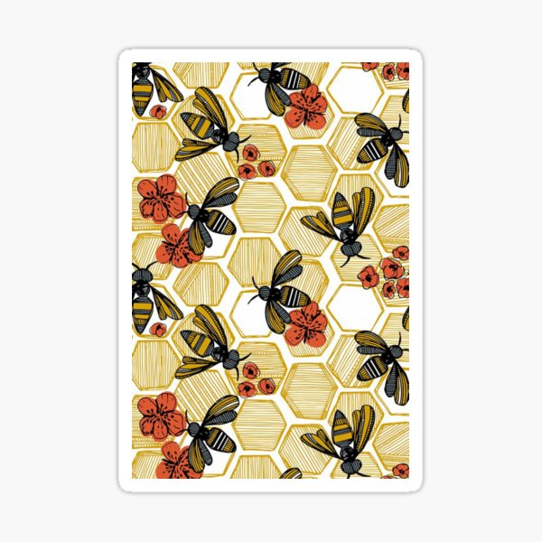 "Honey bee, honey comb" Sticker by Suvangi | Redbubble