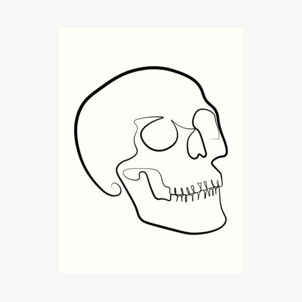 "Human Skull Singular Line Drawing" Art Print by Wuhnder | Redbubble