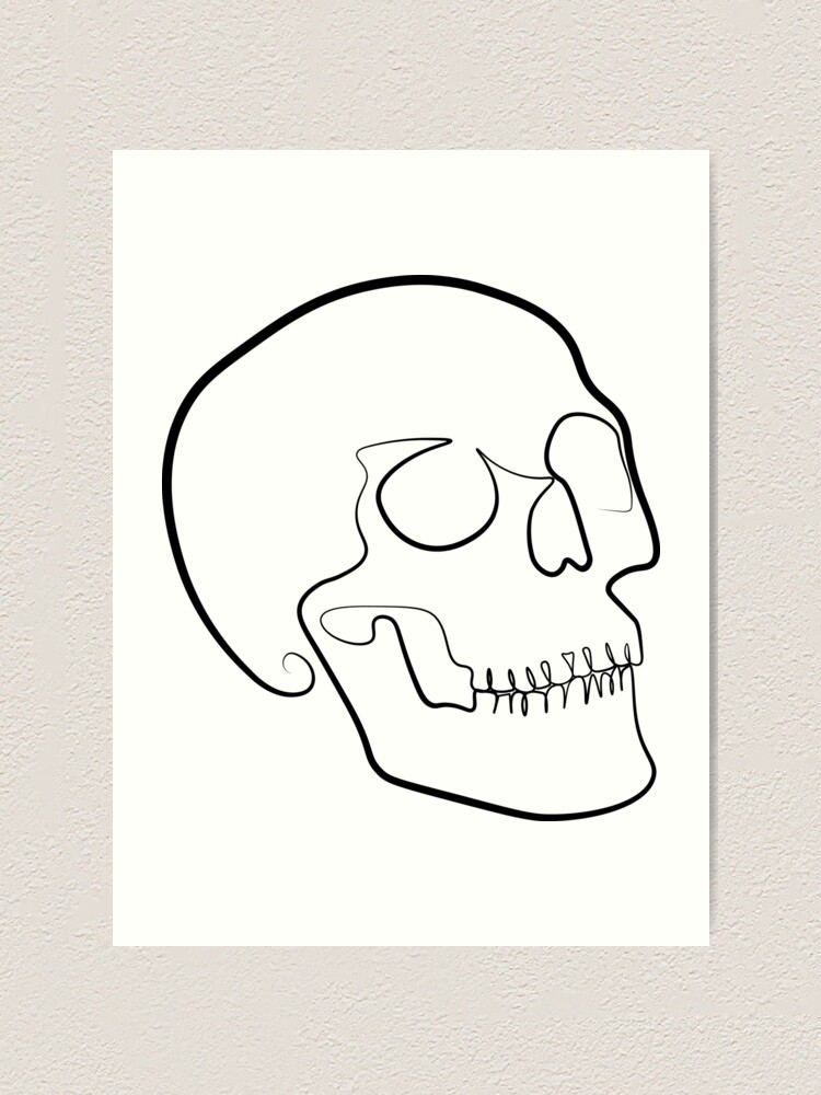 "Human Skull Singular Line Drawing" Art Print by Wuhnder | Redbubble